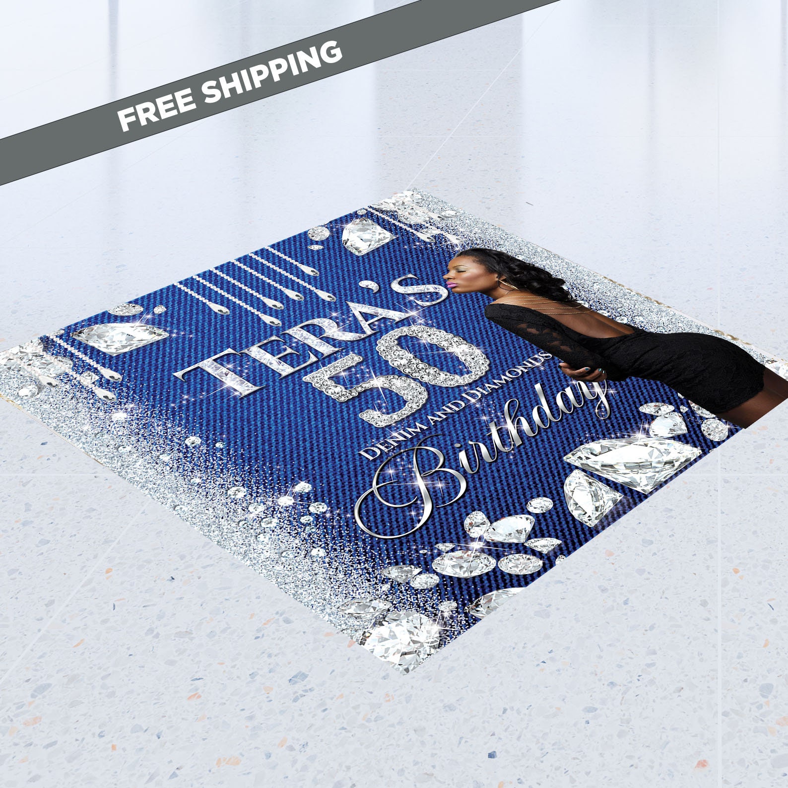 Denim and Diamonds Decal Denim and Diamonds Adhesive Photo Floor Decal ...