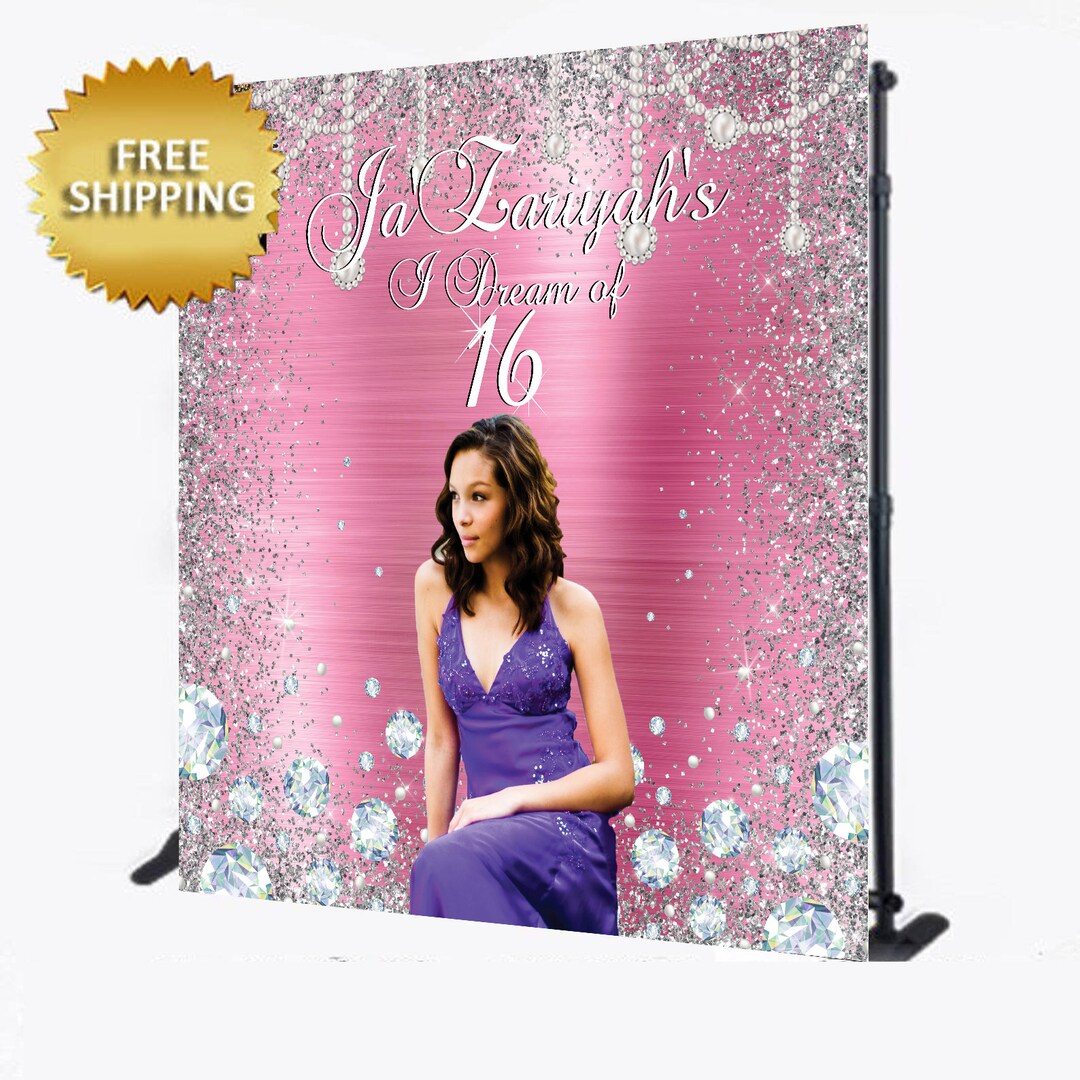 Custom Photo Backdrop, Sweet 16 Backdrop, Sweet 16 Backdrop, Birthday ...