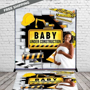 Under Construction Backdrop, Under Construction Baby Shower Backdrop ...