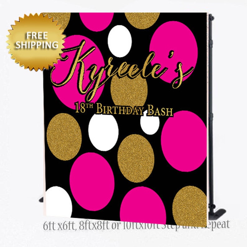 Sweet 16 Birthday Step and Repeat Polka Dots Backdrop Hot | Etsy