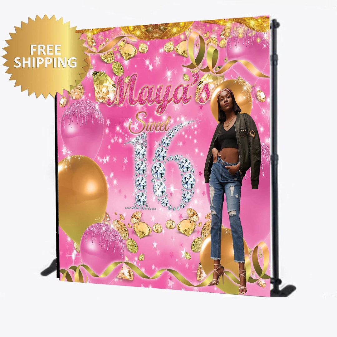 Sweet 16 Backdrop, Photo Step and Repeat, Prom Backdrop, 21st Birthday ...