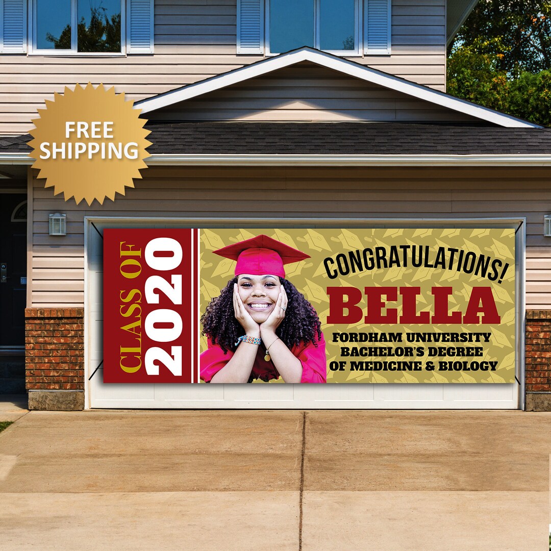 Drive by Graduation Sign Class of 2020 Banner Graduation Custom Photo ...