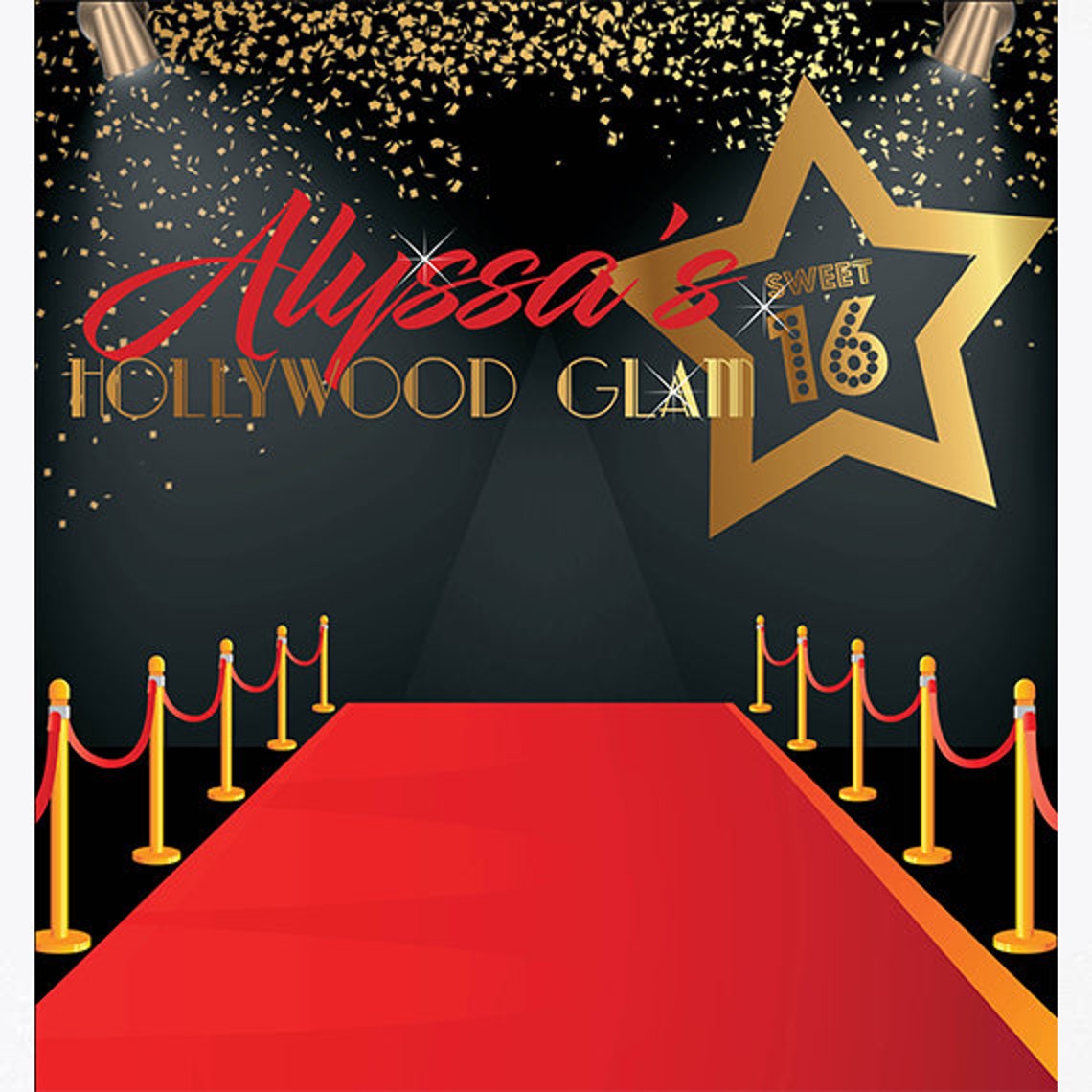 Sweet 16 Backdrop Hollywood Backdrop 21st Birthday Backdrop | Etsy