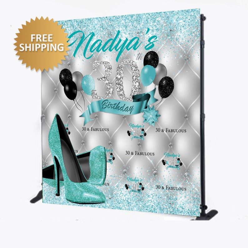 Turquoise Backdrop, Teal Step and Repeat, Birthday Backdrop, Birthday ...