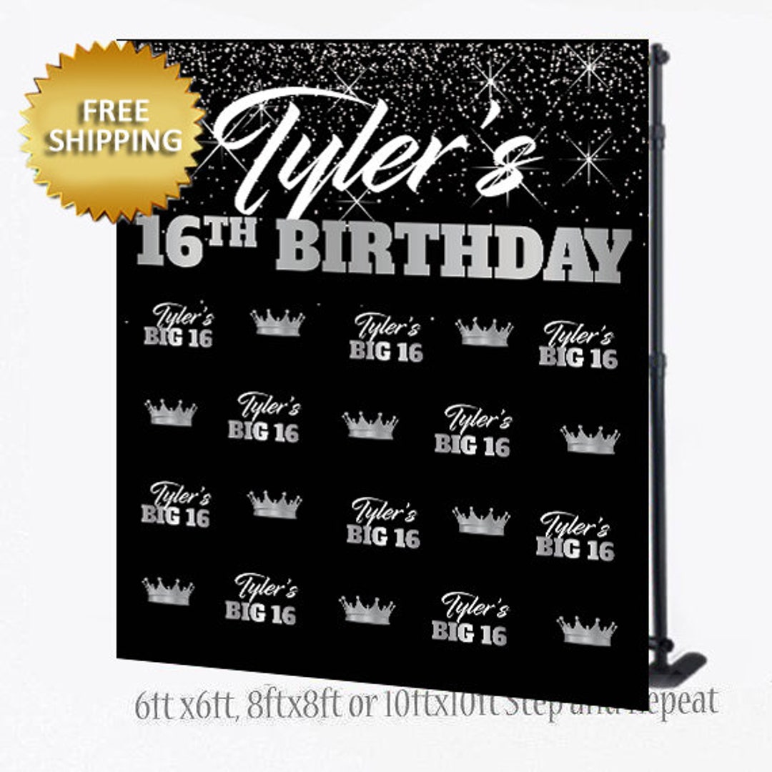 Sweet 16 Backdrop,16th Birthday Backdrop, Silver Backdrop,birthday ...