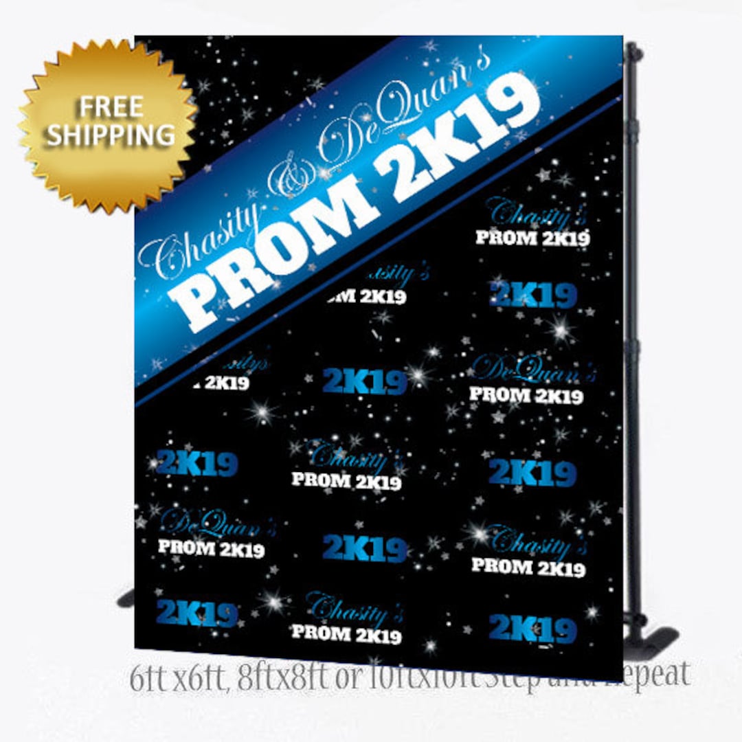 Prom Step and Repeat Backdrop, 2K19 Prom Step and Repeat,blue and Black ...