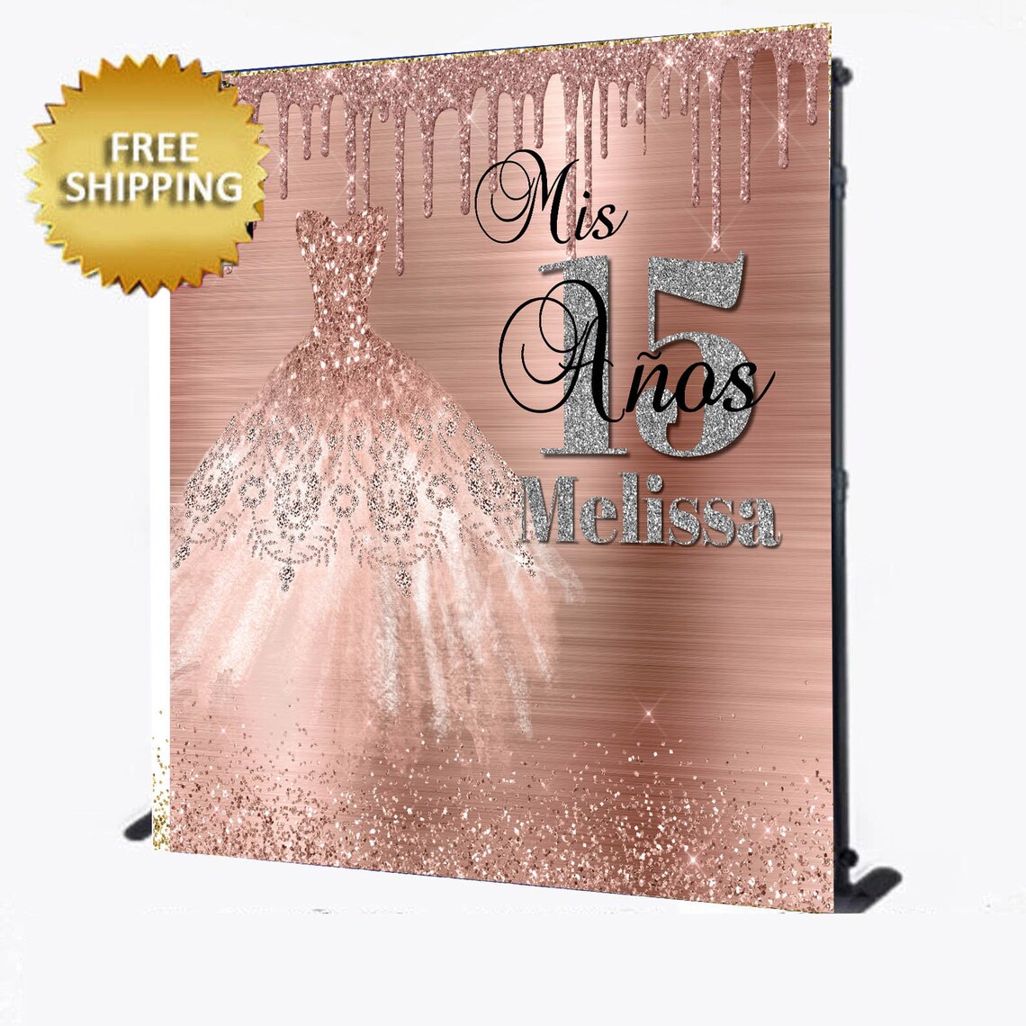 Mis Quince Backdrop Quinceanera Step and Repeat Rose Gold Backdrop ...