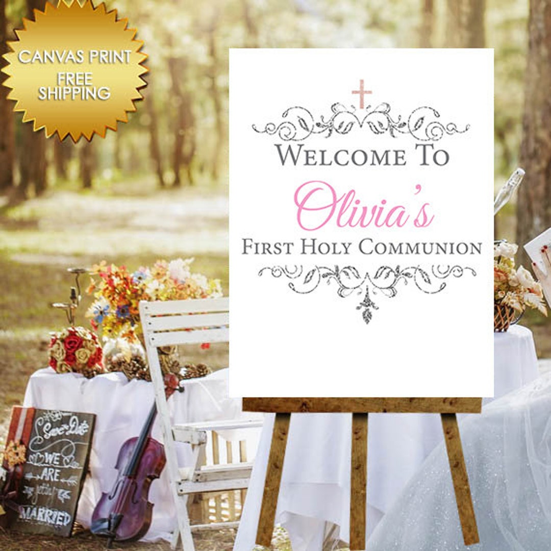 Communion Sign, Canvas, Canvas Poster Sign, Birthday Guest Book Sign ...
