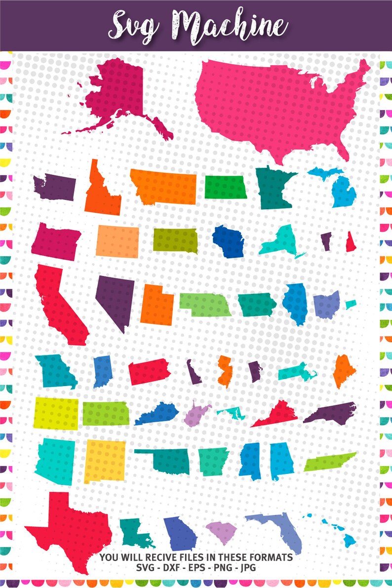 50 States Svg Us States Map Svg Svg Bundle - Etsy