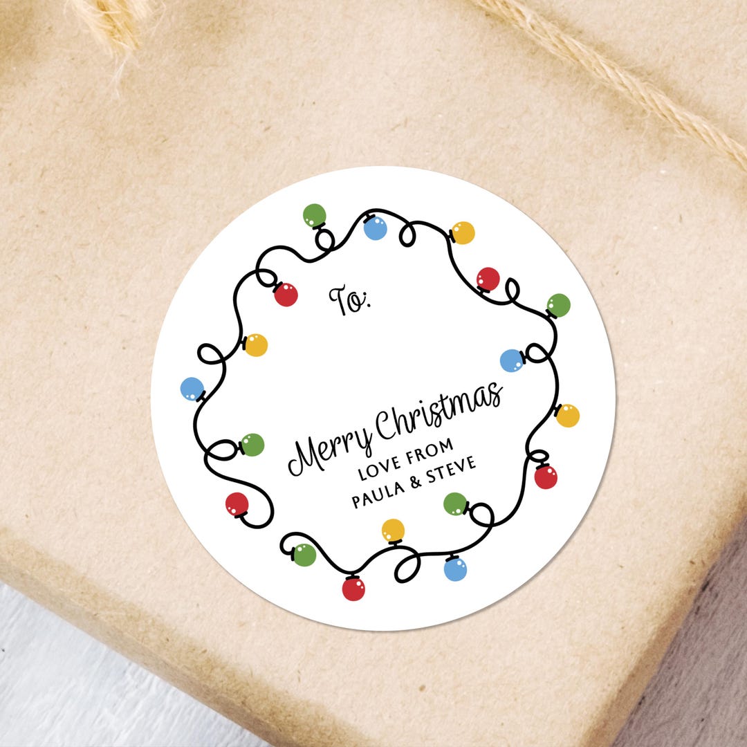 Family Holiday Round Labels Gift Tags Personalized Custom Present ...