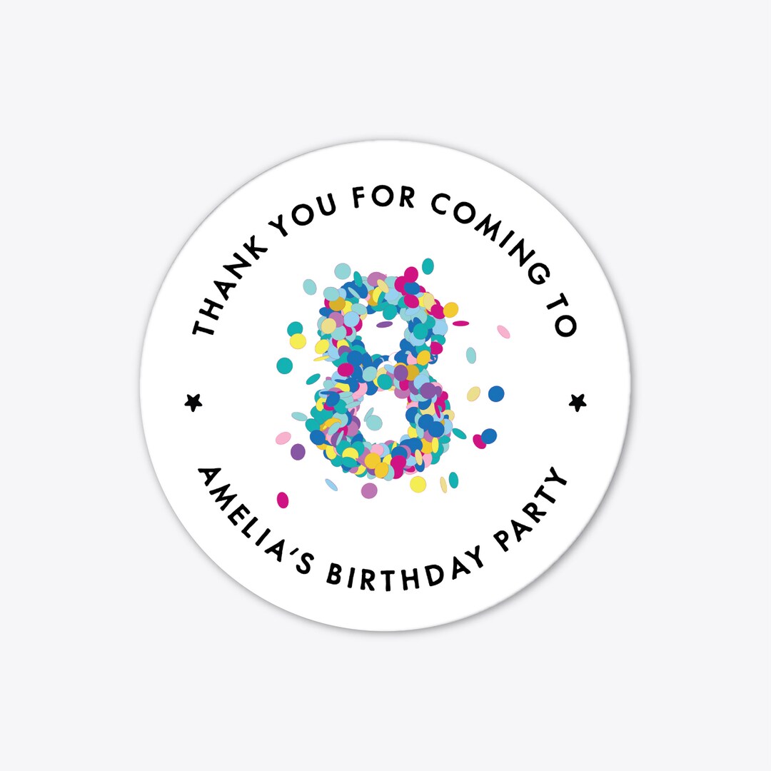 Personalised Party Favors Thank You Stickers, Happy Birthday Party Bag ...