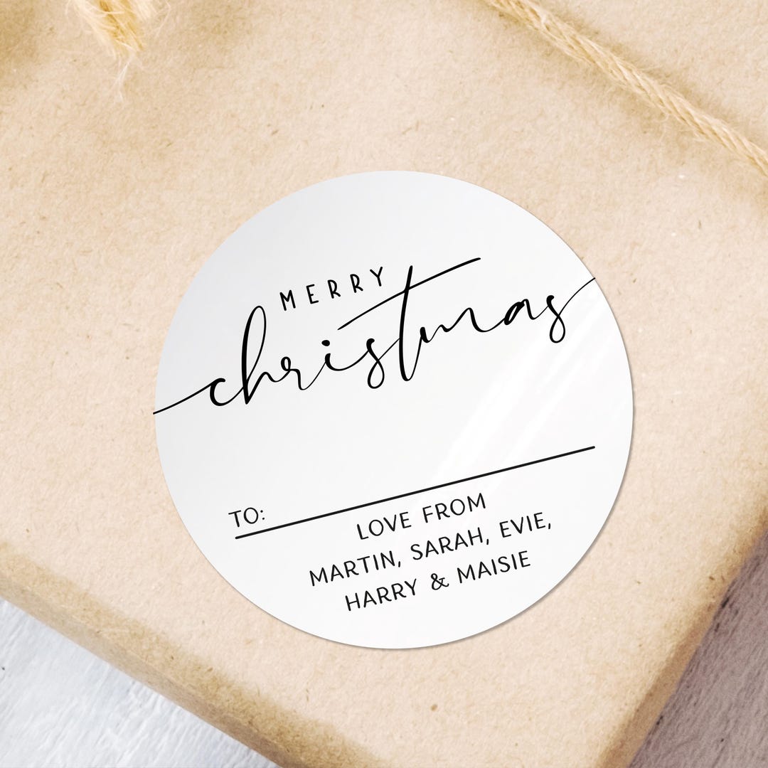 Personalised Christmas Gift Box Stickers, Custom Christmas Favour Bag ...