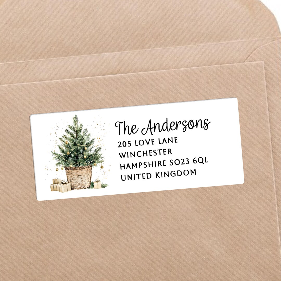 Personalized Christmas Mailing Labels, Peel and Stick Holiday Return ...