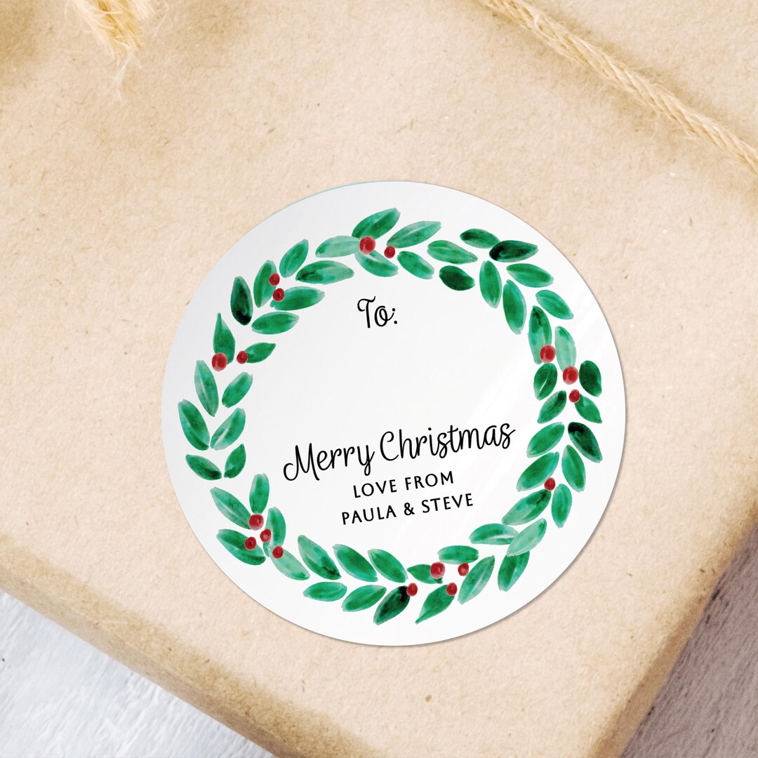 Personalized Christmas Stickers Custom Holiday Gift Tag Sheet Festive ...