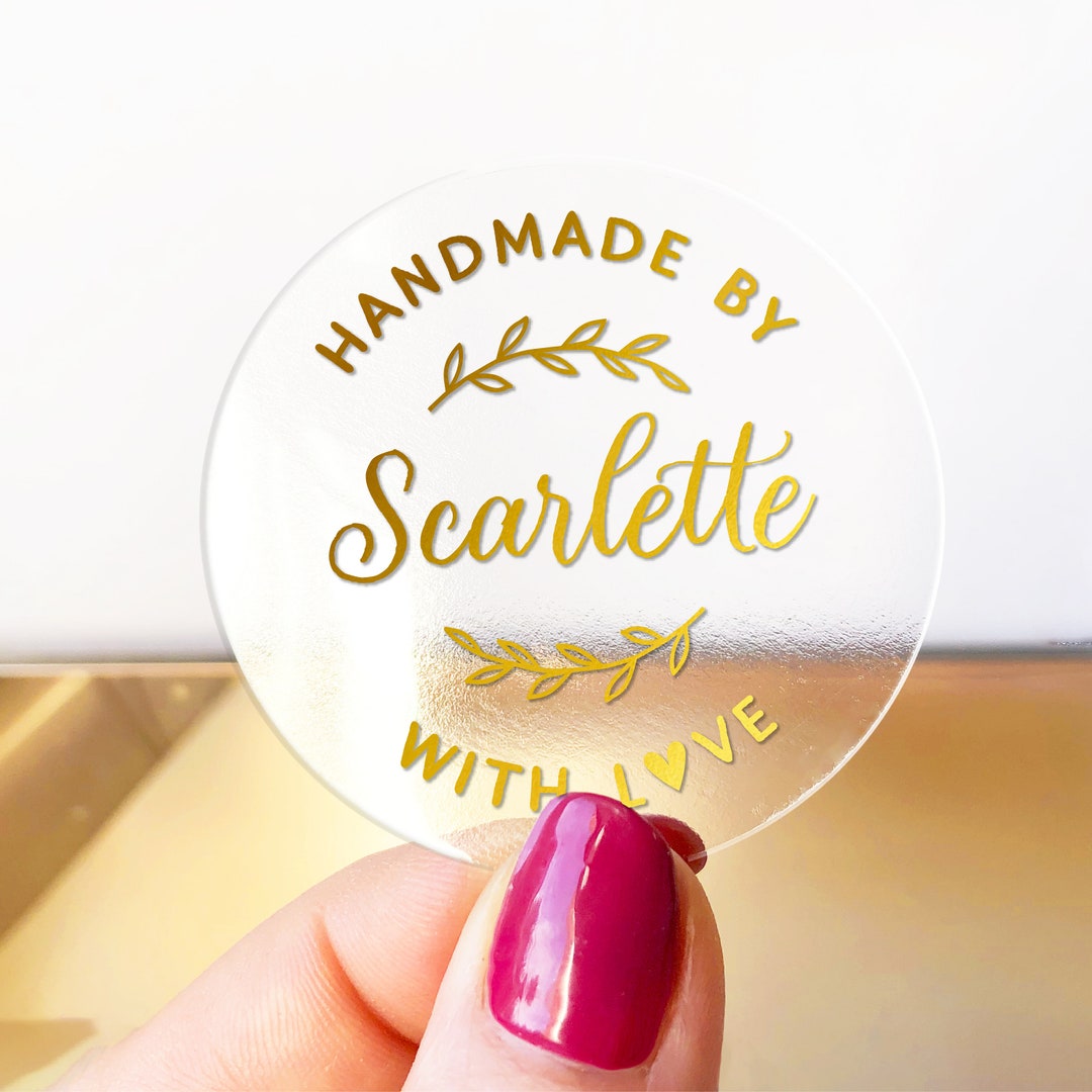 Handmade With Love Round Kraft Stickers, Personalized Sticker Sheets ...