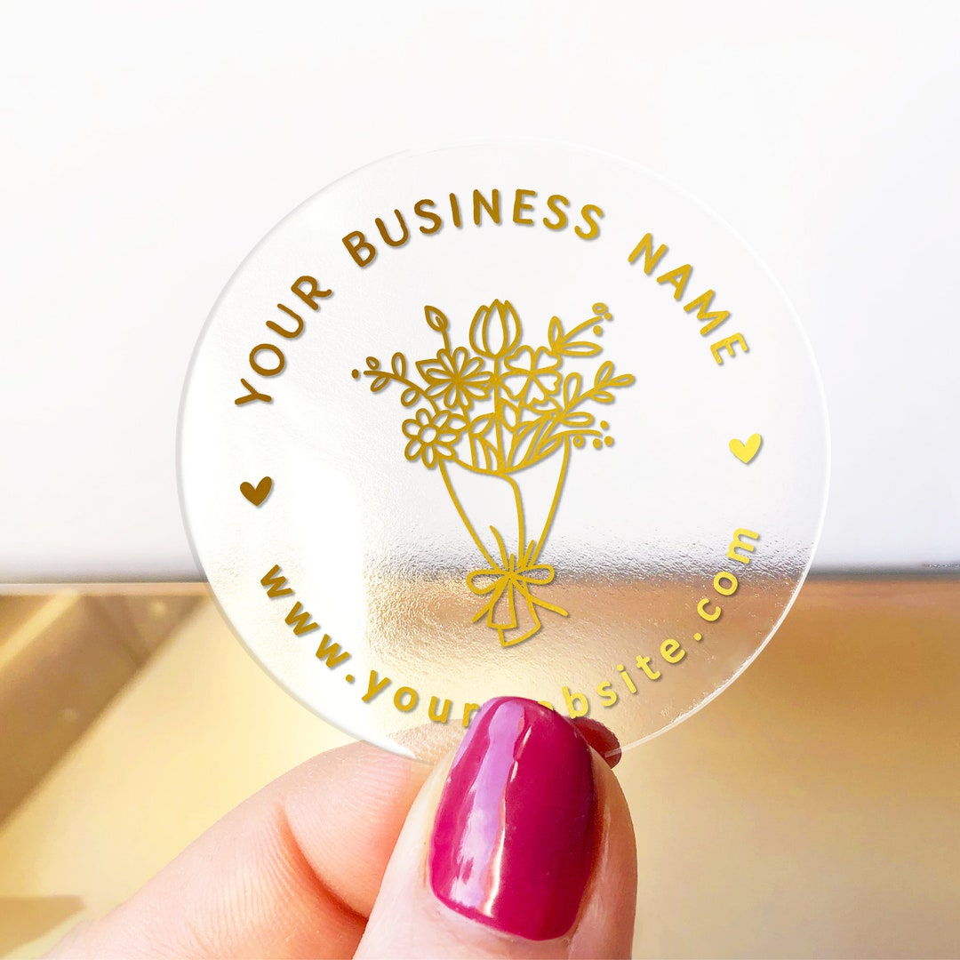 Small Business Custom Name Text Brand Clear Stickers Labels ...