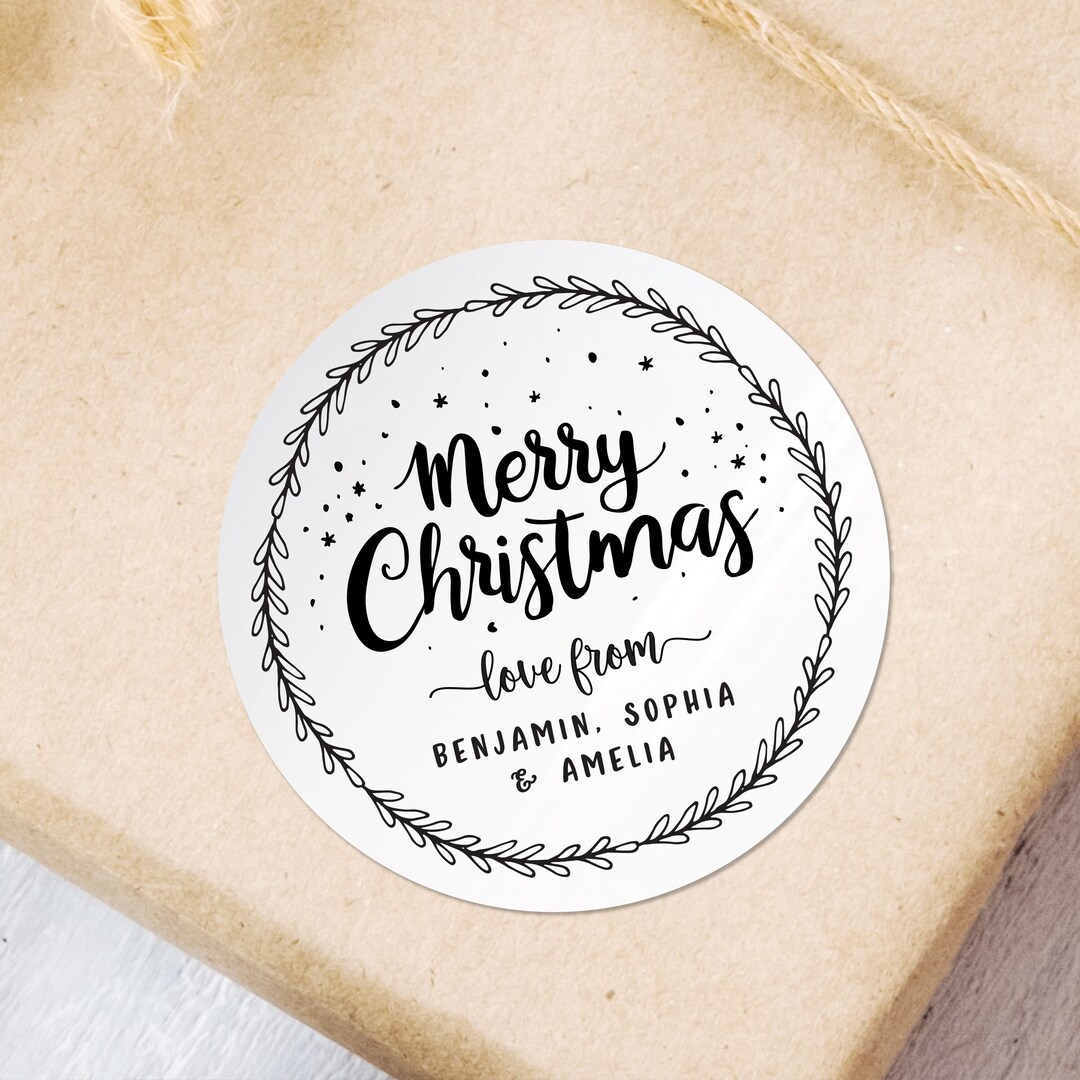 Personalized Christmas Stickers Sheet - Custom Circle Name Sticker ...