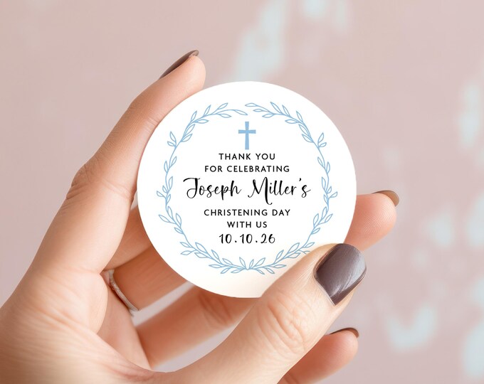 Personalised Christening Stickers for Favors, Thank You Christening ...