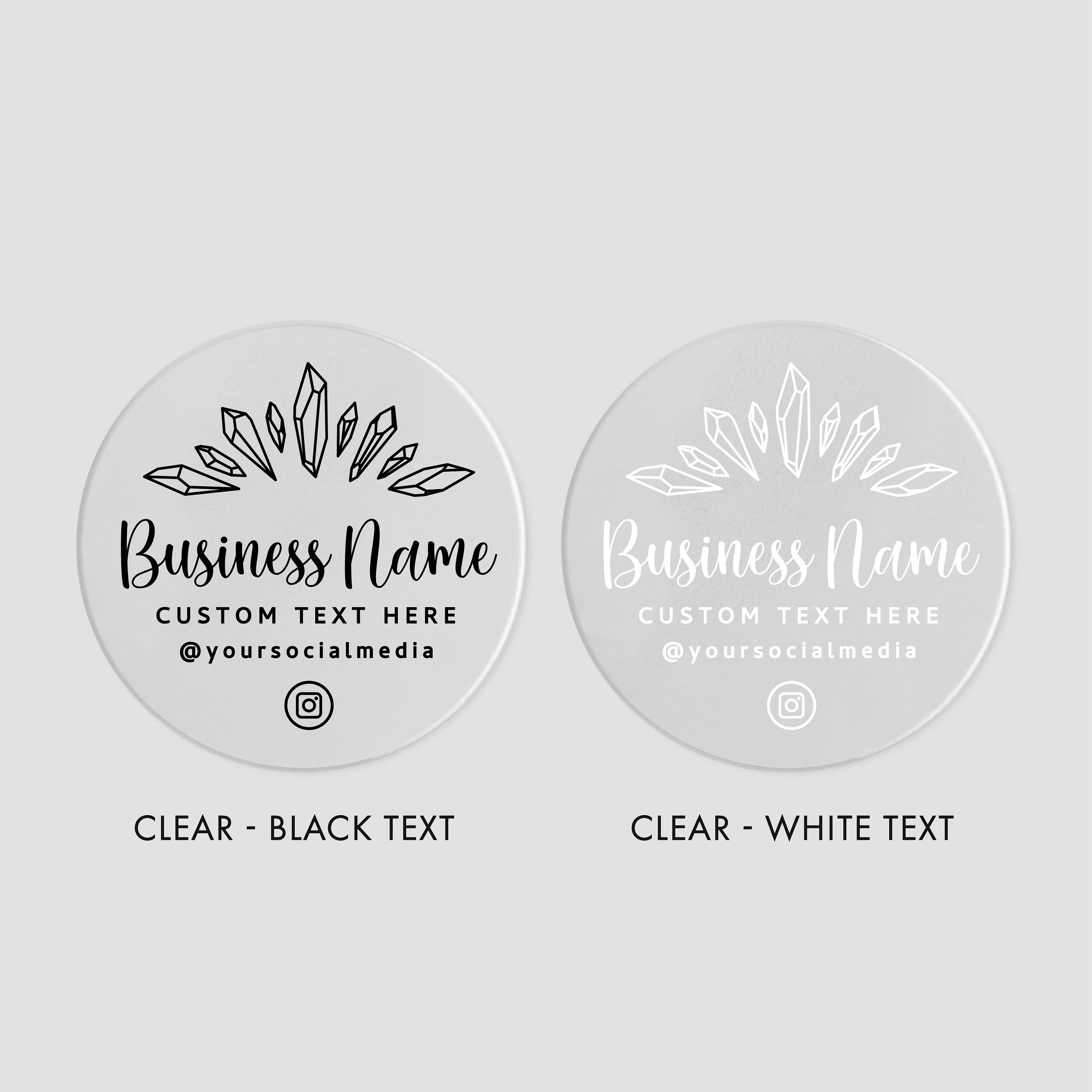 Clear Transparent Custom Name Text Brand Logo Stickers Round - Etsy UK