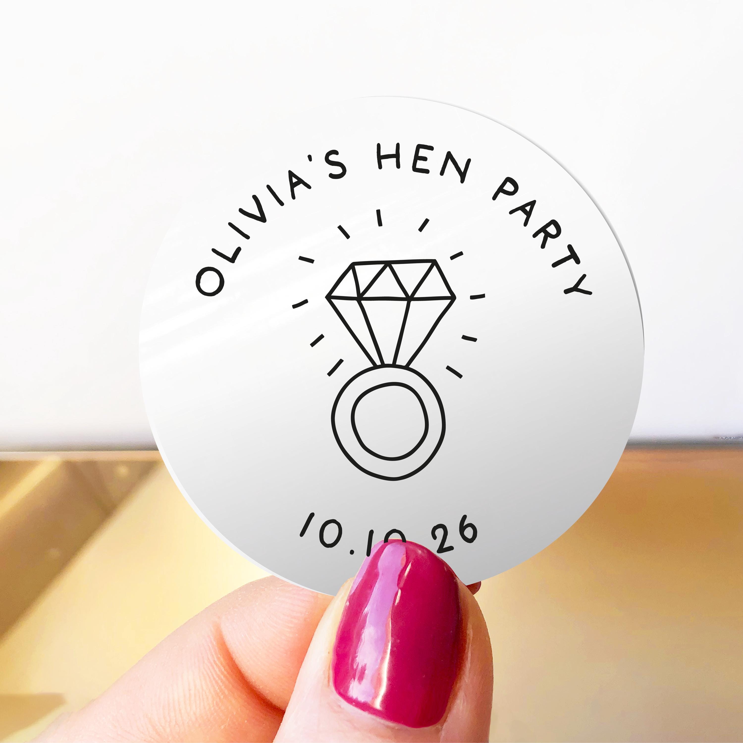 Personalised Hen Stickers, Hen Party Name Stickers, Hen Party Clear ...