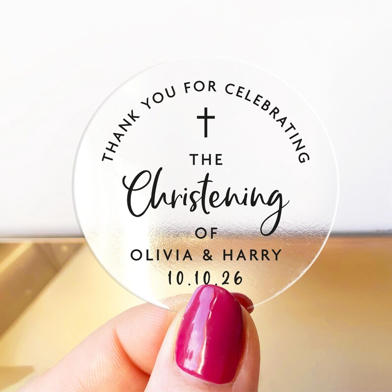 Baby Baptism Favor Label Stickers, Christening Stickers for Candy ...
