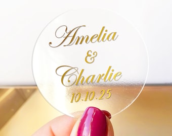 Real Foil Wedding Monogram Stickers for Envelope Clear and - Etsy