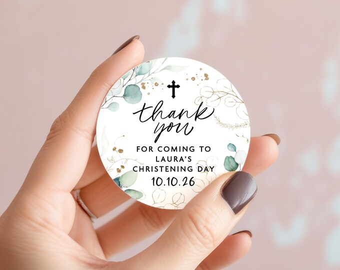 Personalised Christening Stickers for Favors, Thank You Christening ...