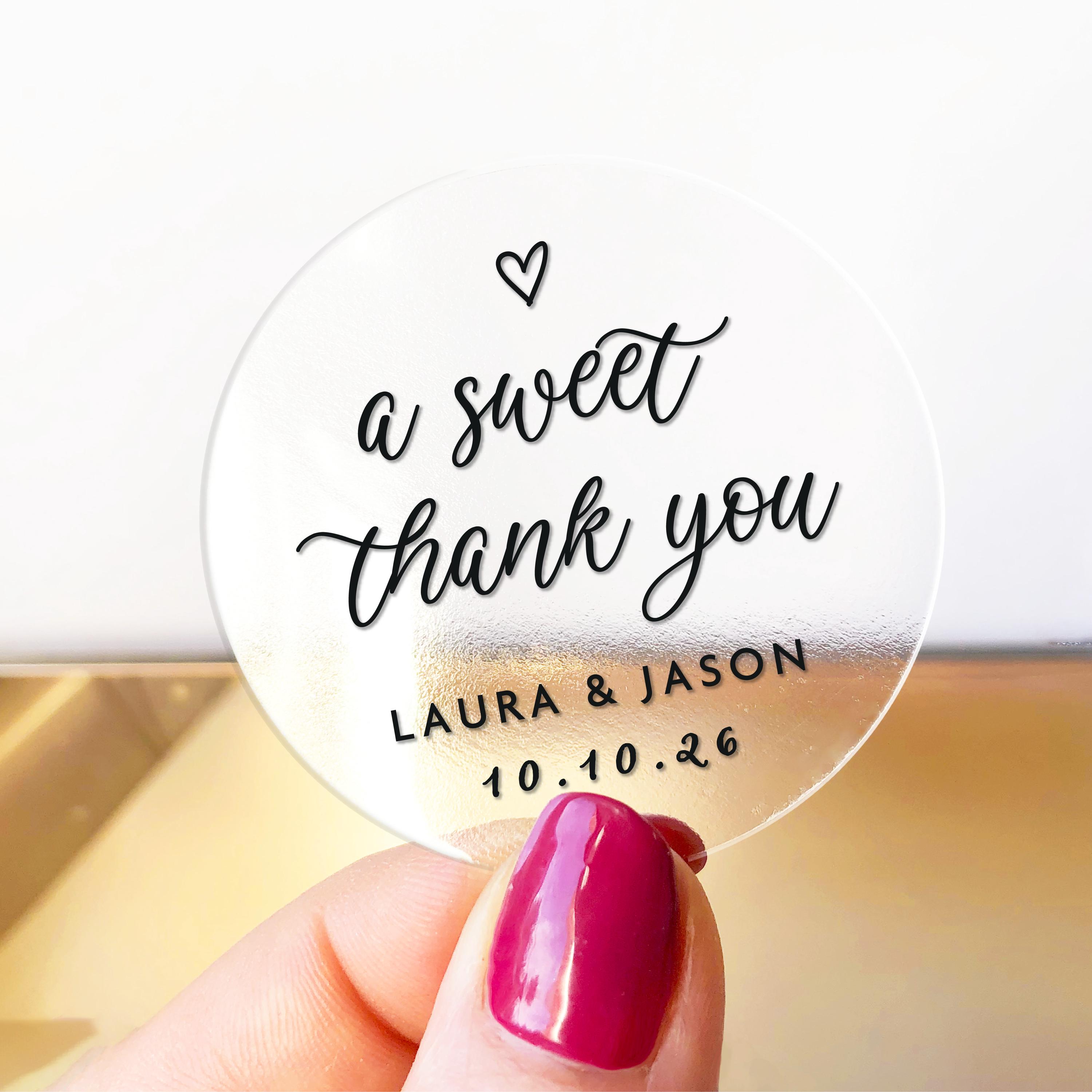 A Sweet Thank You Stickers for Wedding Candy Favors, Personalized A ...
