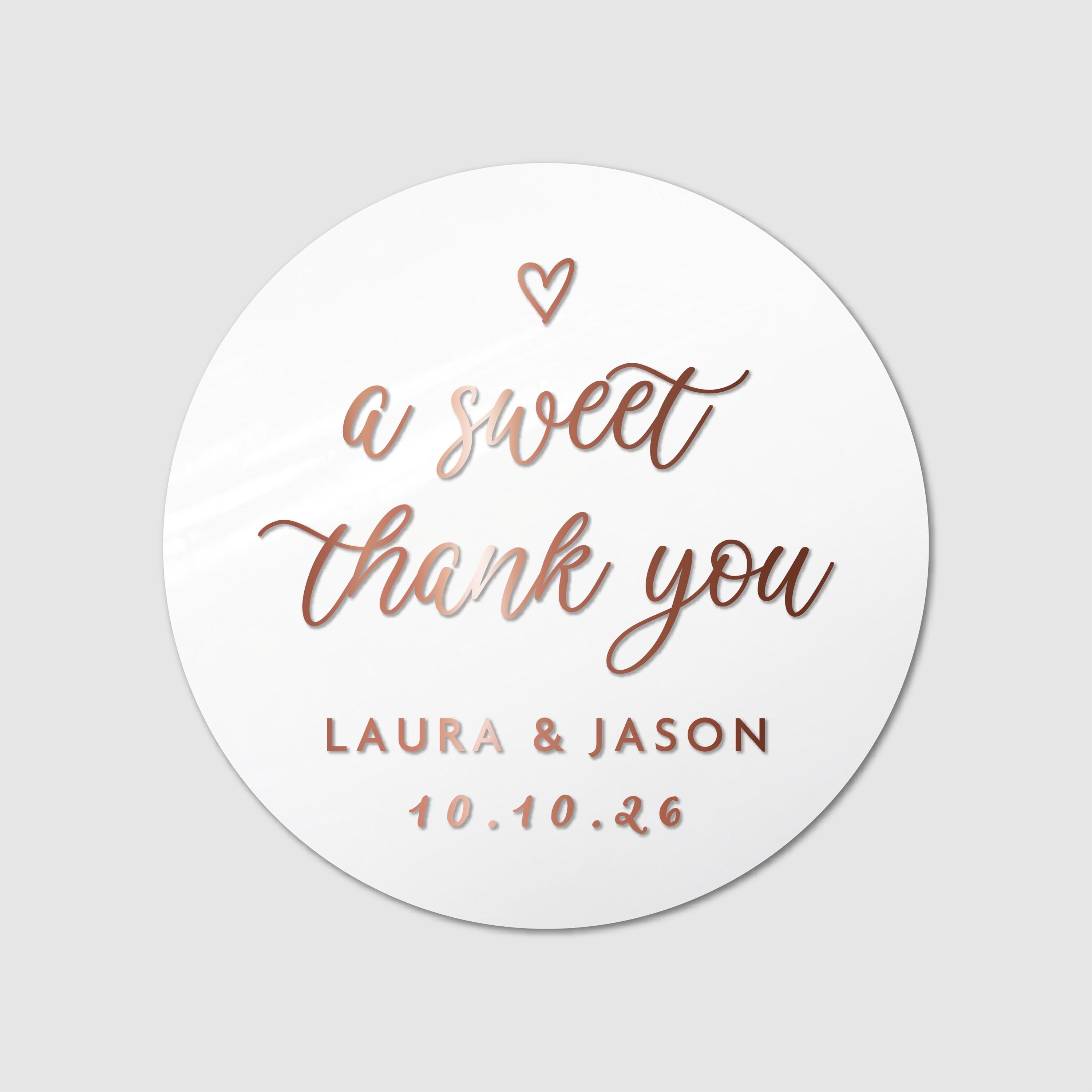 A Sweet Thank You Stickers for Wedding Candy Favors, Personalized A ...