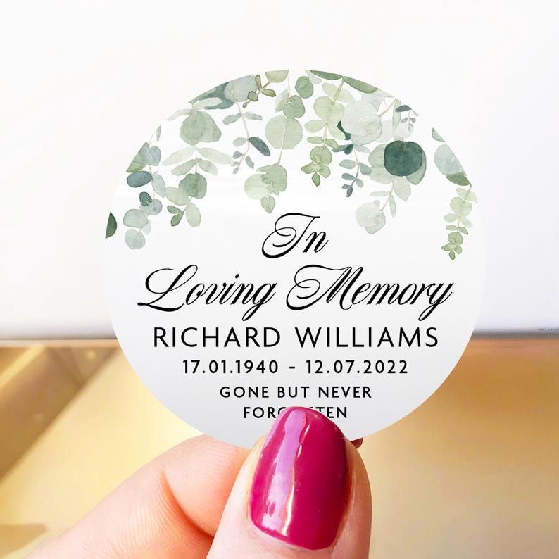 Minimalist Funeral Thank You Stickers, Funeral Favour Stickers for ...