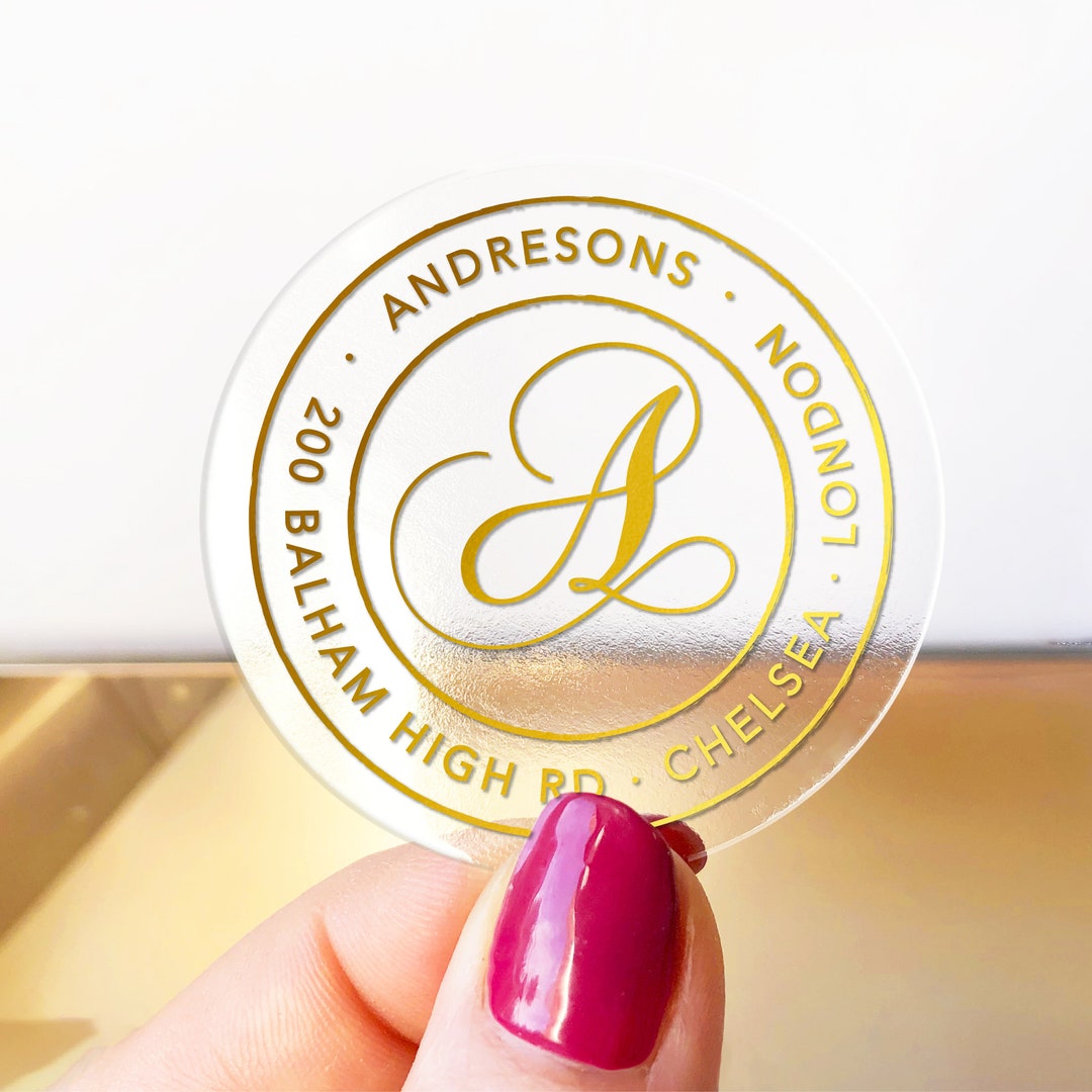 Gold Foil Return Address Label Stickers, Round Return Address Stickers ...