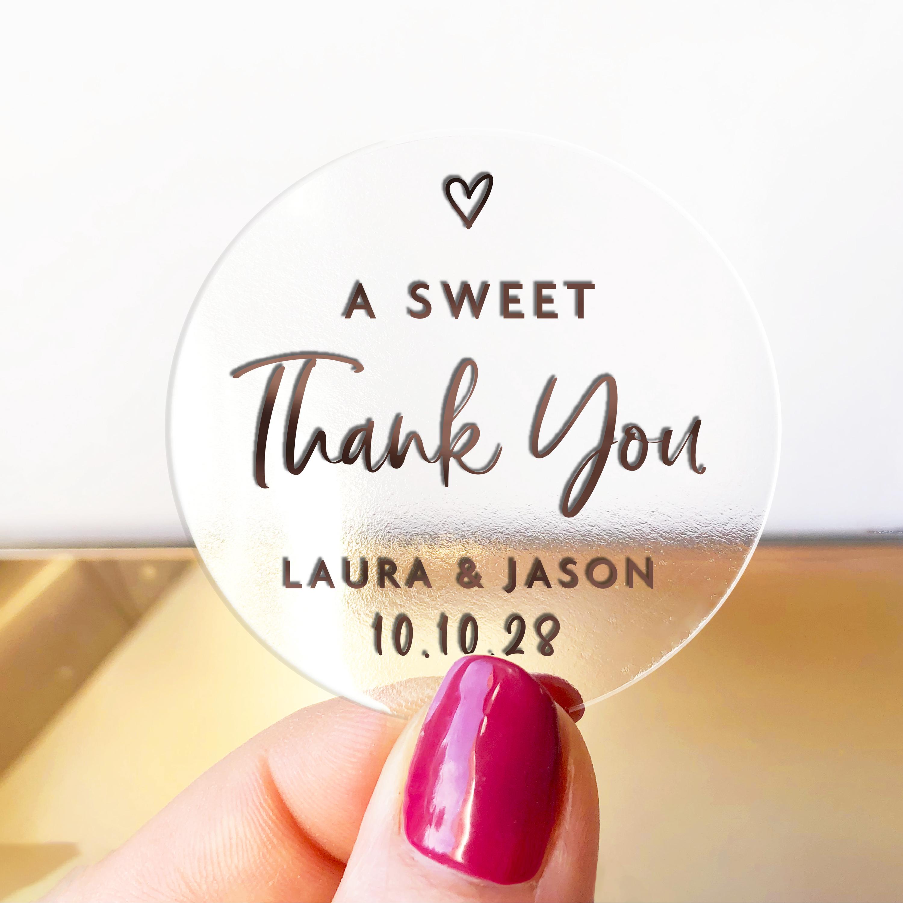 A Sweet Thank You Stickers for Wedding Candy Favors, Personalized A ...