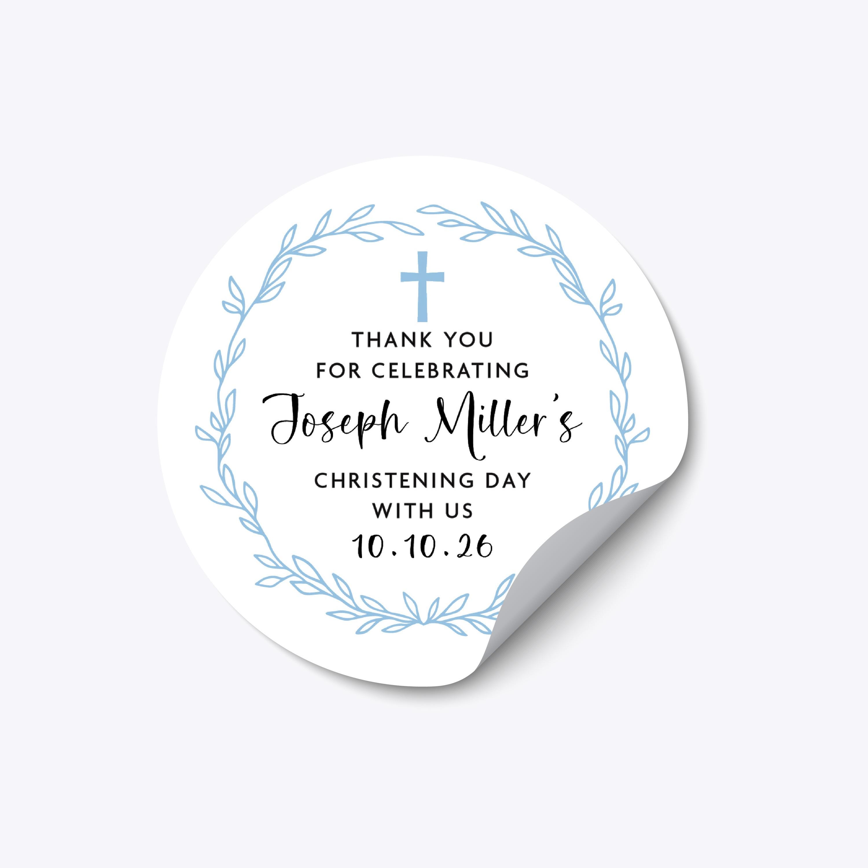 Personalised Christening Stickers for Favors, Thank You Christening ...