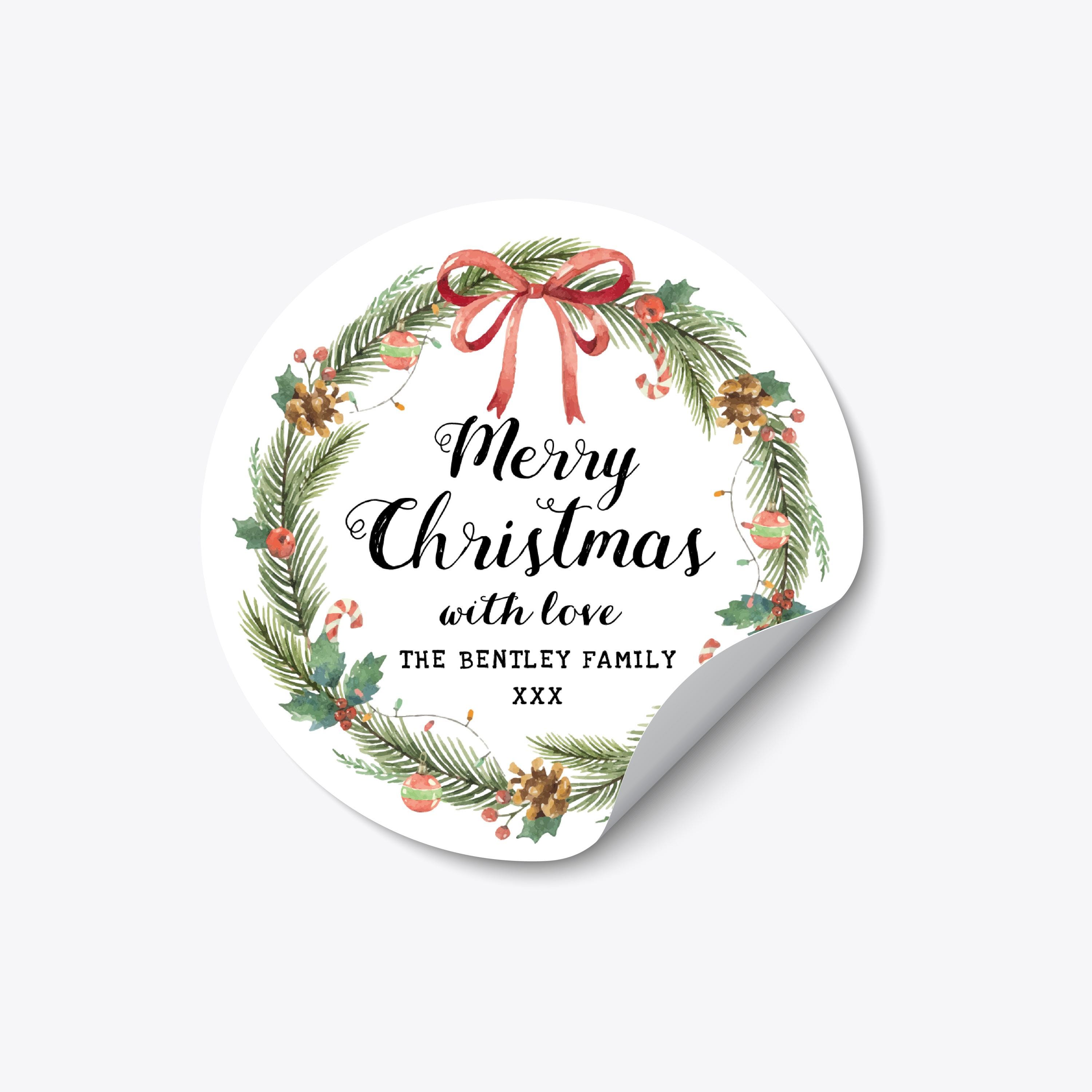 Round Merry Christmas Name Stickers for Gifts, Christmas Sticker Sheets ...