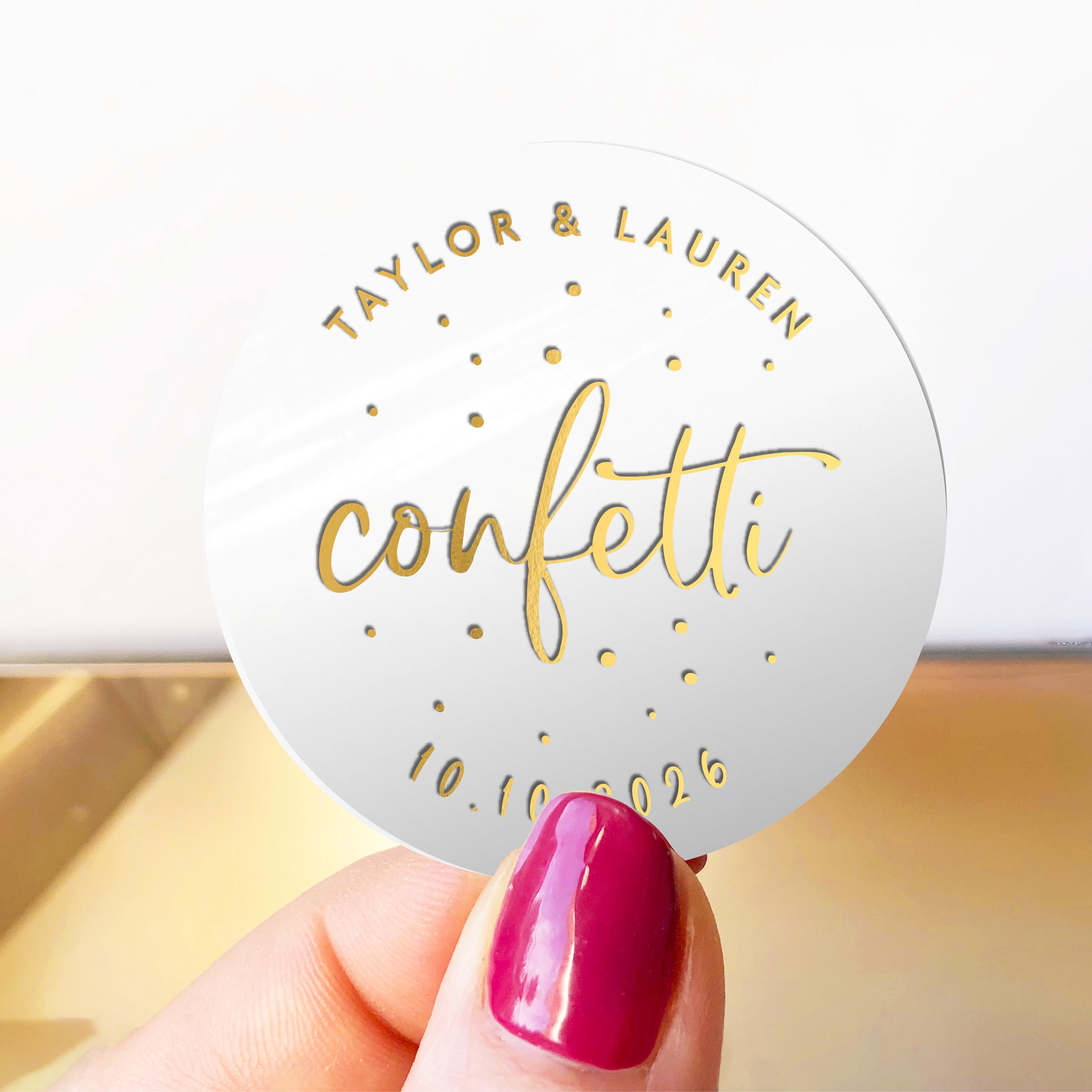 Wedding Confetti Labels Stickers Sheet, Personalized Confetti Stickers ...