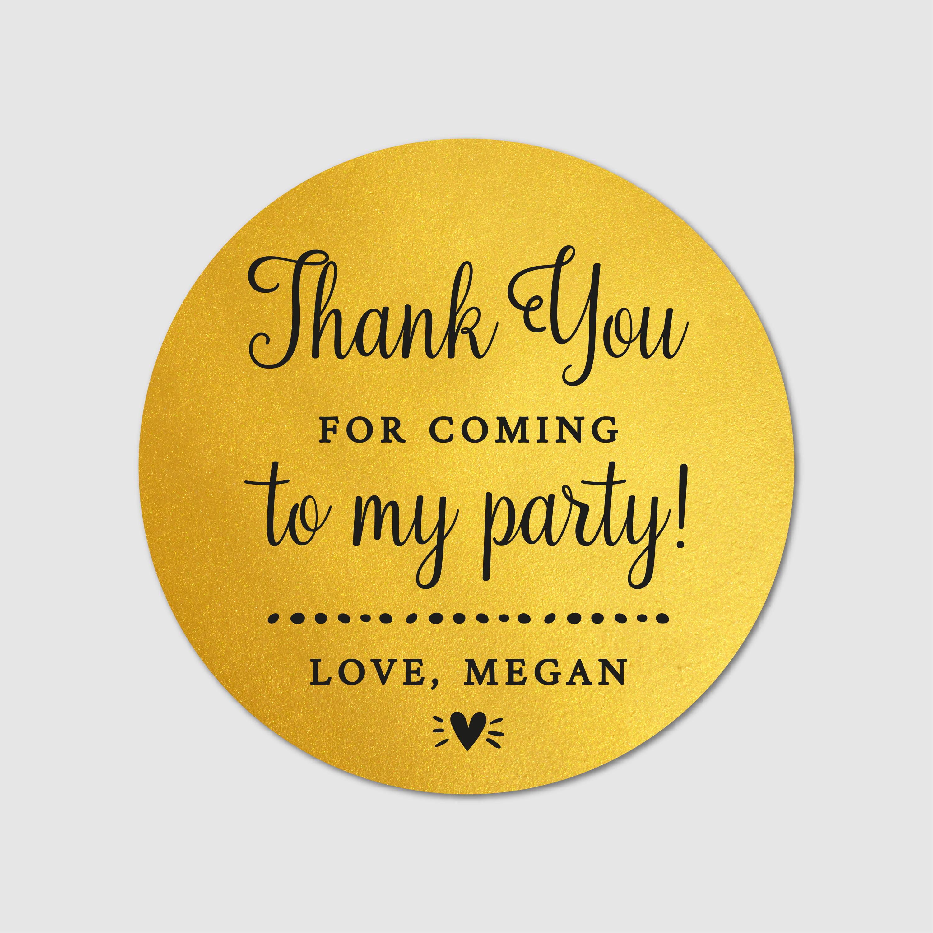 Gold Foil Birthday Stickers, Birthday Party Thank You Stickers, Custom ...