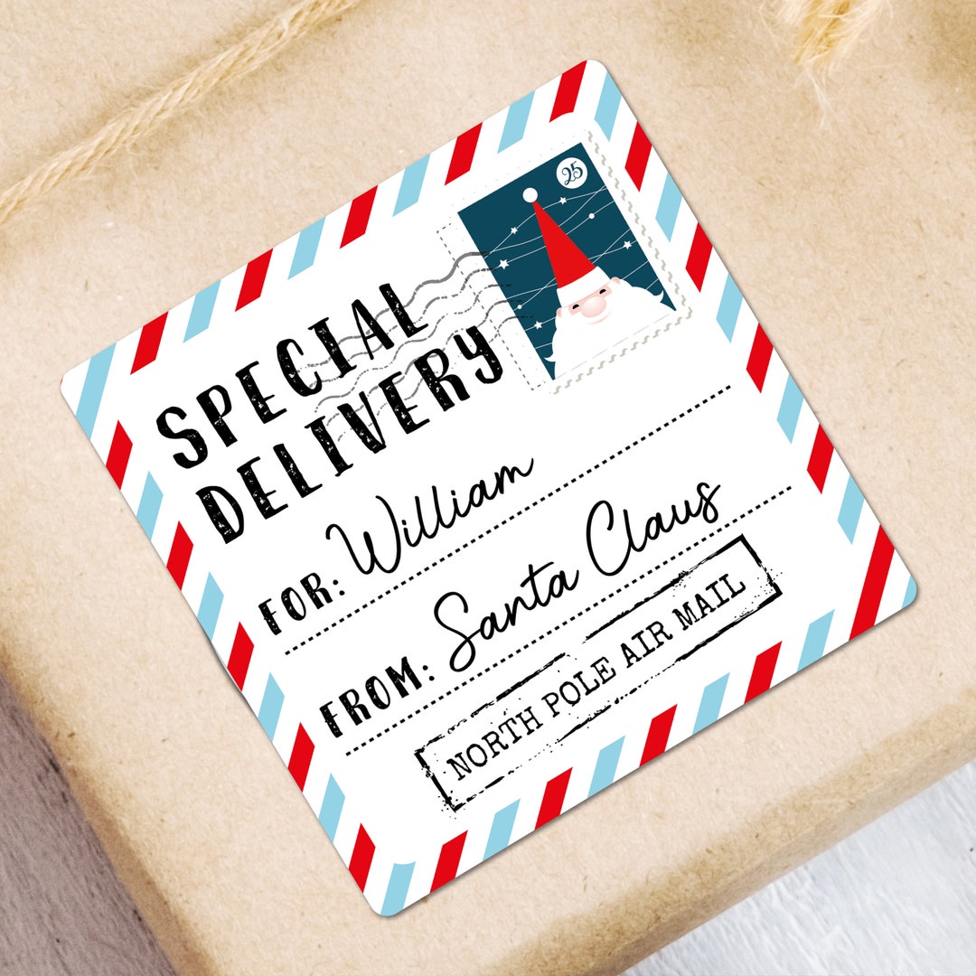 Special Delivery Sticker Pack Custom Name Labels Santa Special Delivery ...