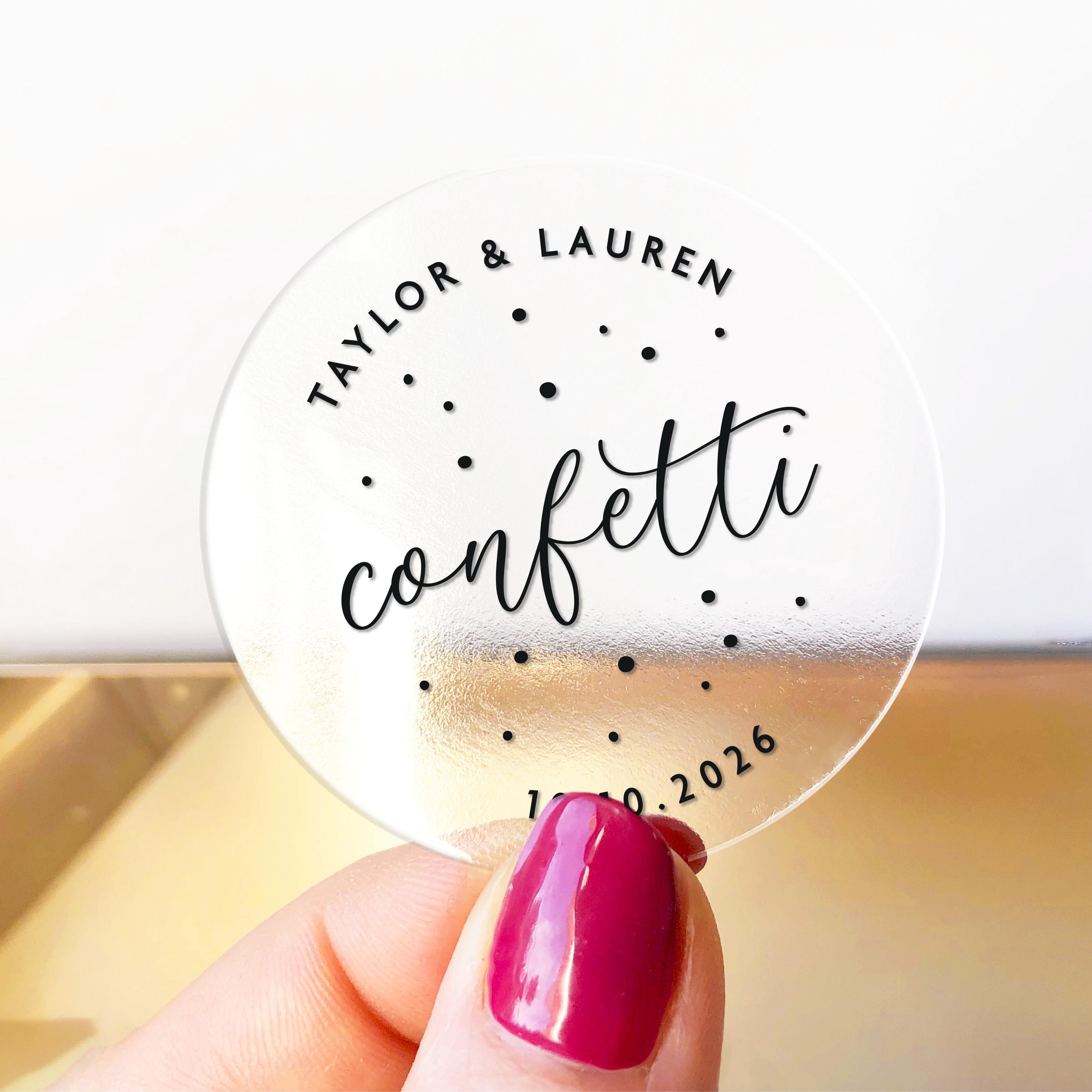 Wedding Confetti Labels Stickers Sheet, Personalized Confetti Stickers ...