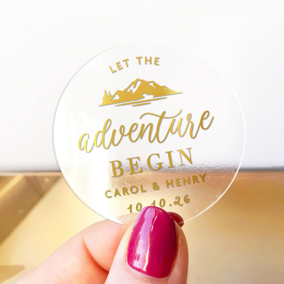 Let the Adventure Begin Wedding Favor Stickers, Engagement Party Labels ...