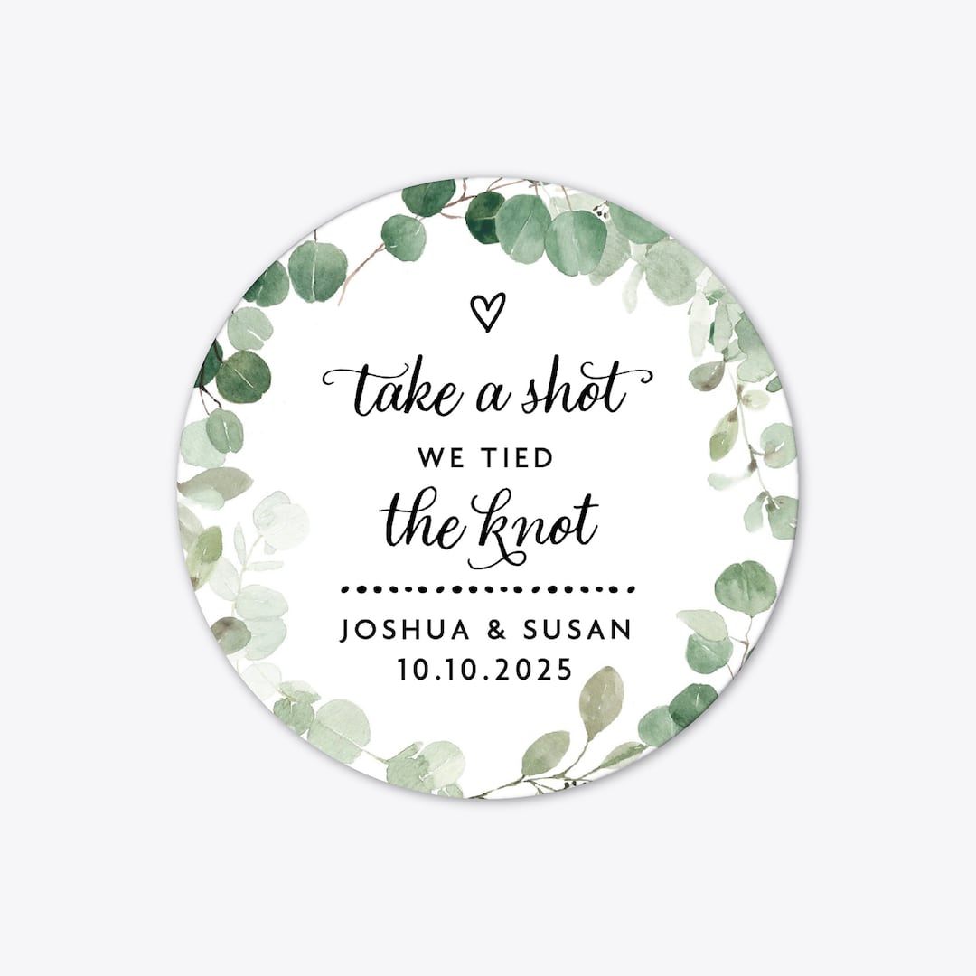 We Tied the Knot Shot Glasses Custom Wedding Favors Stickers Labels ...