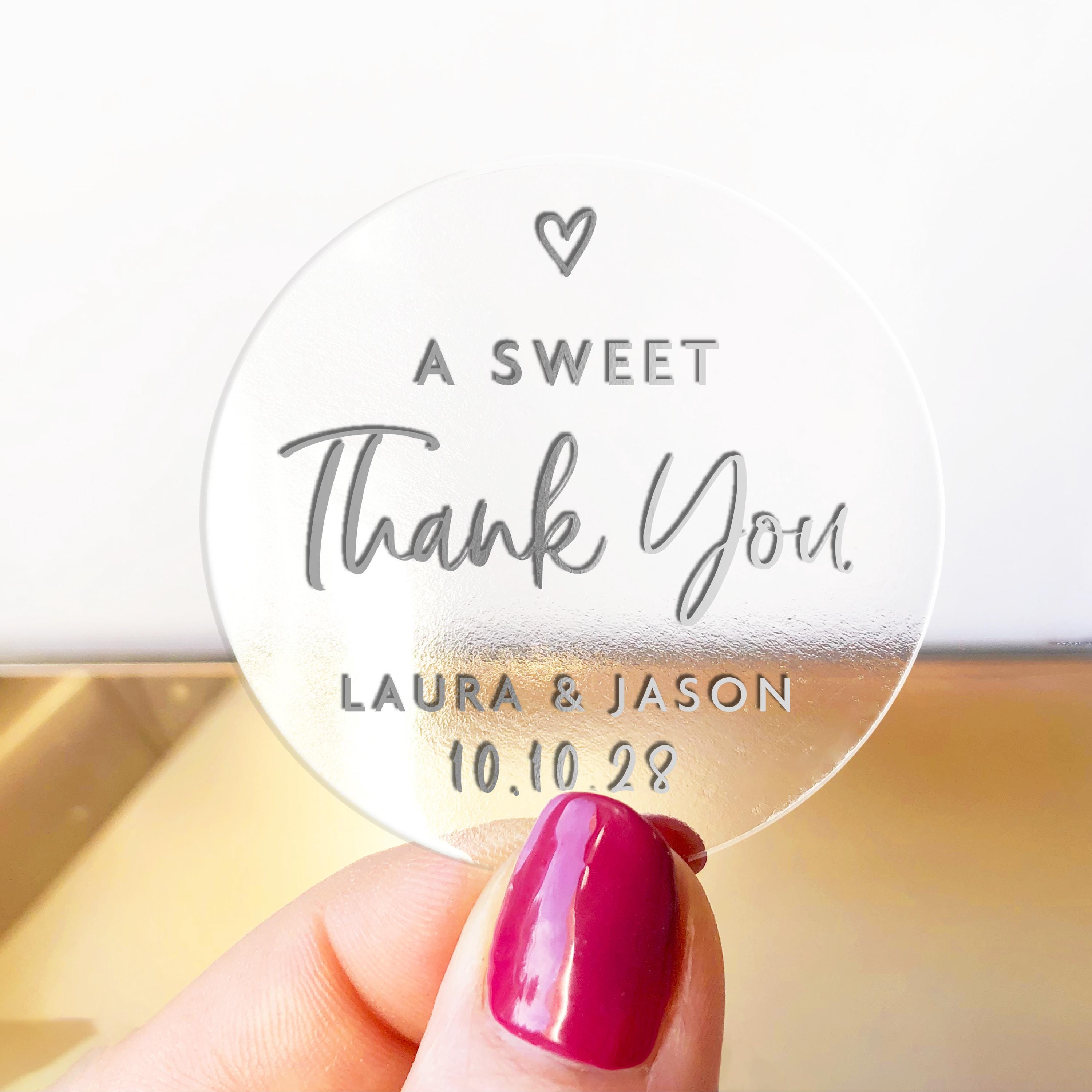 A Sweet Thank You Stickers for Wedding Candy Favors, Personalized A ...