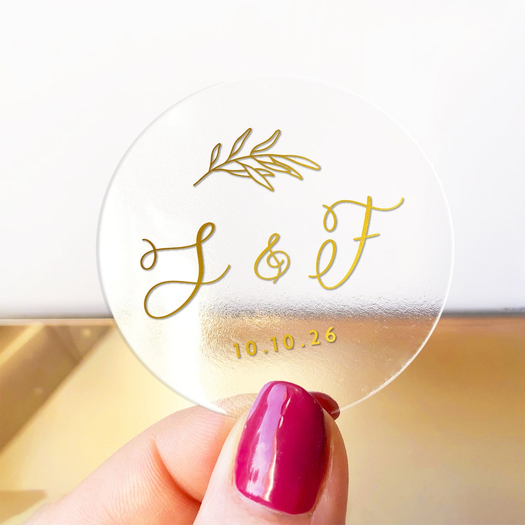 Personalized Gold Foil Monogram Envelope Seals Clear Wedding Favor ...