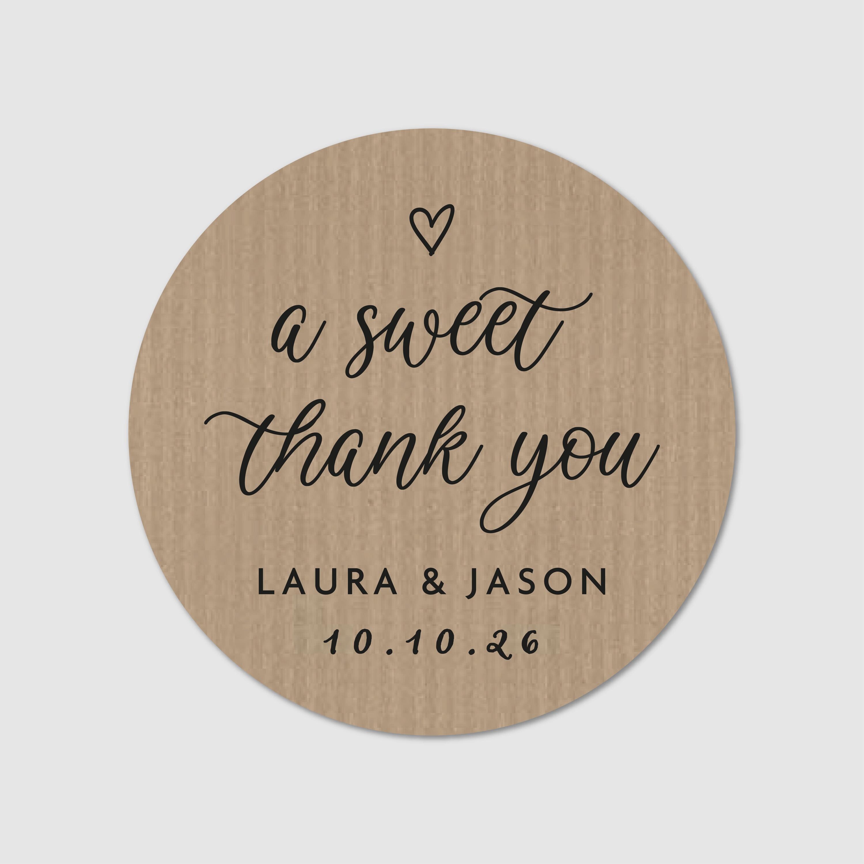 A Sweet Thank You Stickers for Wedding Candy Favors, Personalized A ...