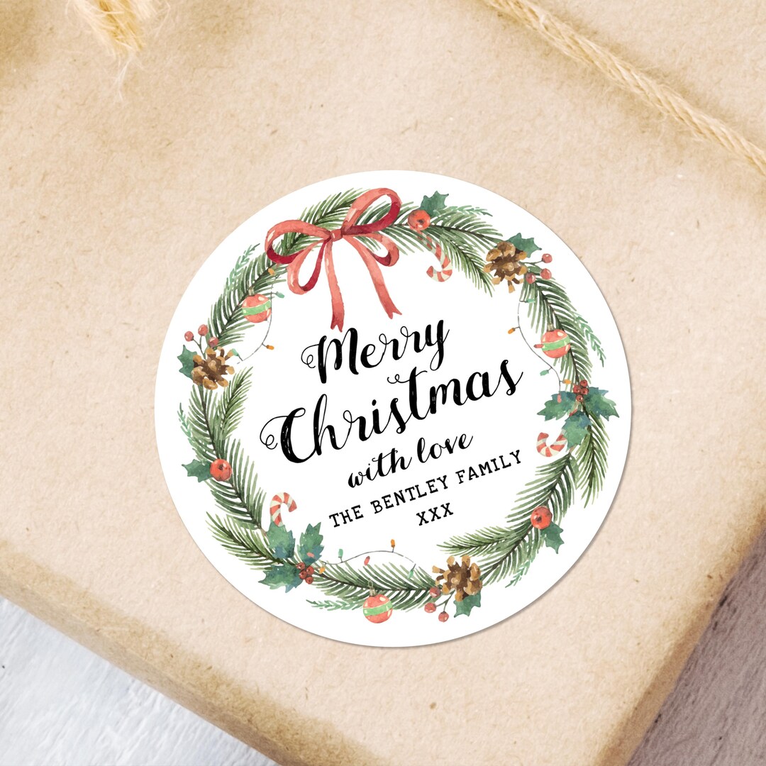Round Merry Christmas Name Stickers for Gifts, Christmas Sticker Sheets ...