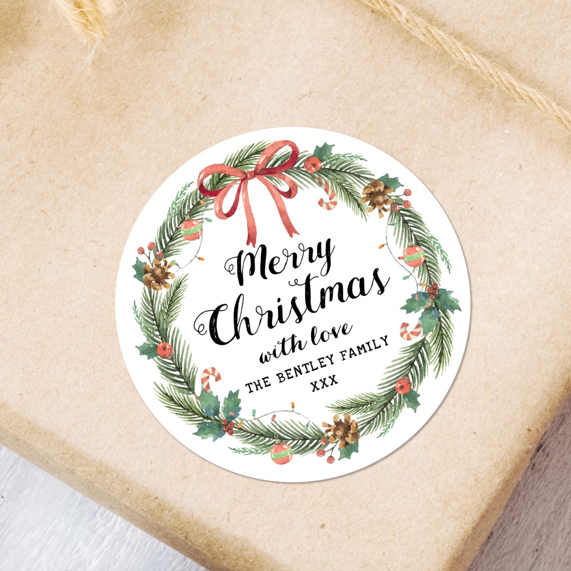 Round Merry Christmas Name Stickers for Gifts, Christmas Sticker Sheets ...