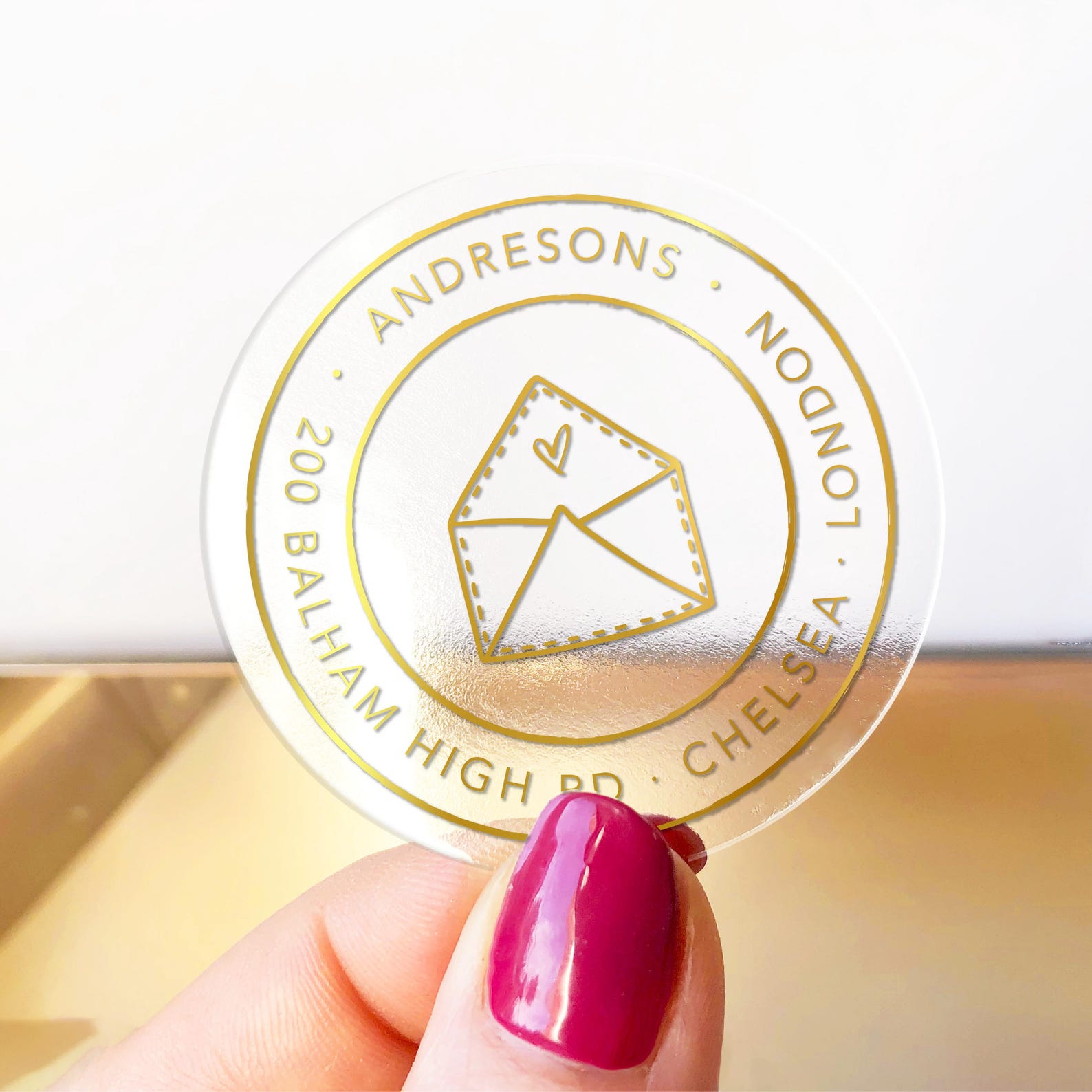 Business Gold Foil Return Address Label Stickers, Family Name Custom ...