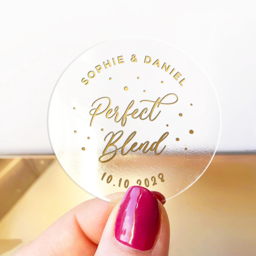 Personalised Coffee & Tea Wedding Favours Stickers, Clear Round Labels ...