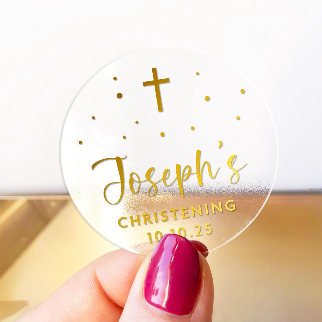 Christening Baptism Stickers Thank You Labels Invitations Seals Baptism ...