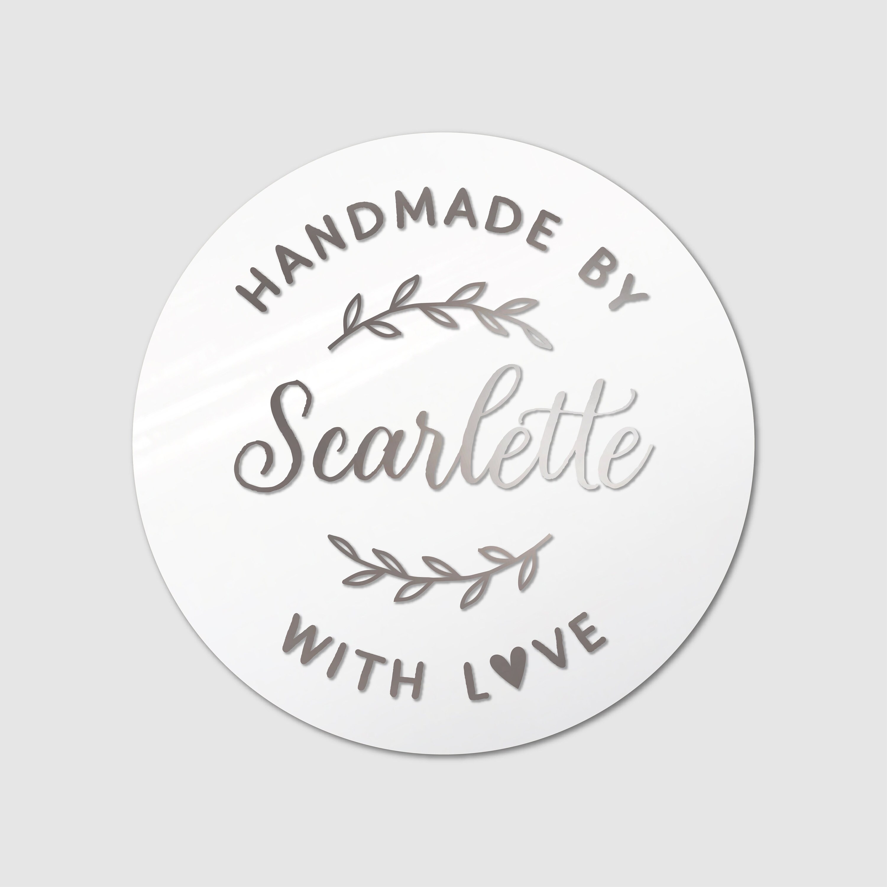 Handmade With Love Round Kraft Stickers, Personalized Sticker Sheets ...