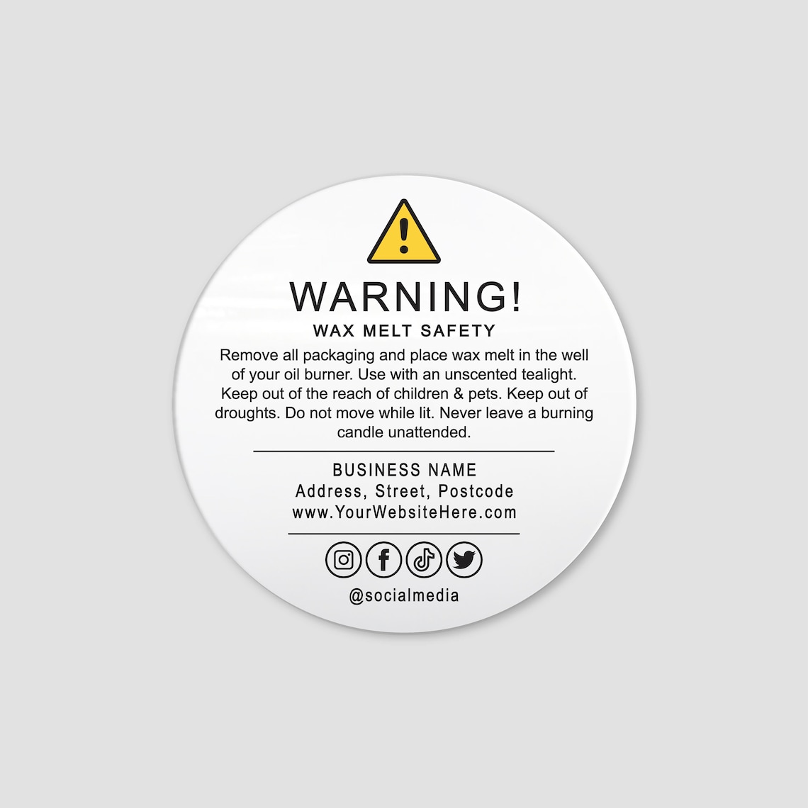 Custom Wax Melts Warning Safety Labels Stickers Wax Melts - Etsy UK